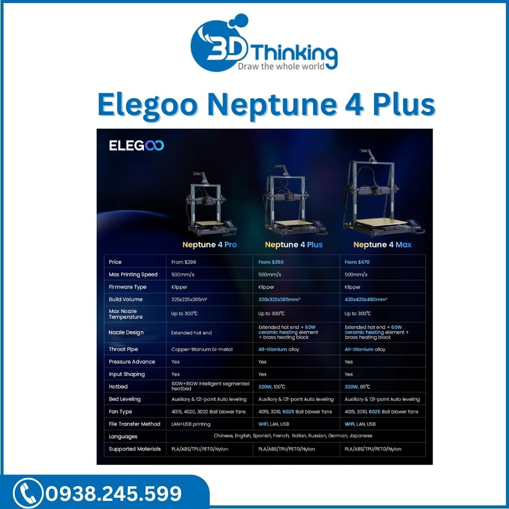 Máy in 3D Elegoo Neptune 4 Plus - 3DThinking